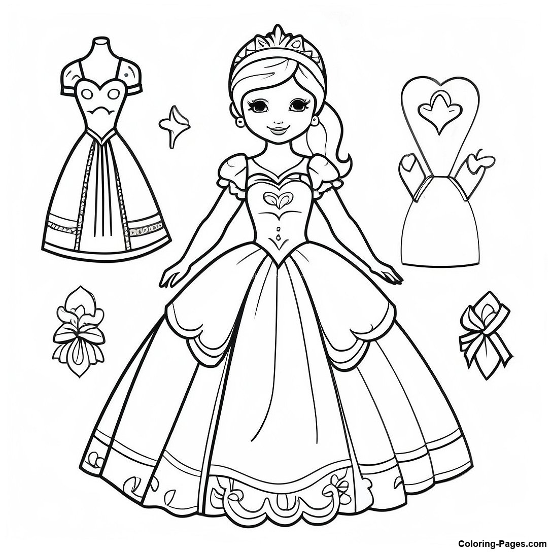 Princess Paper Doll Coloring Page | Coloring-Pages.com