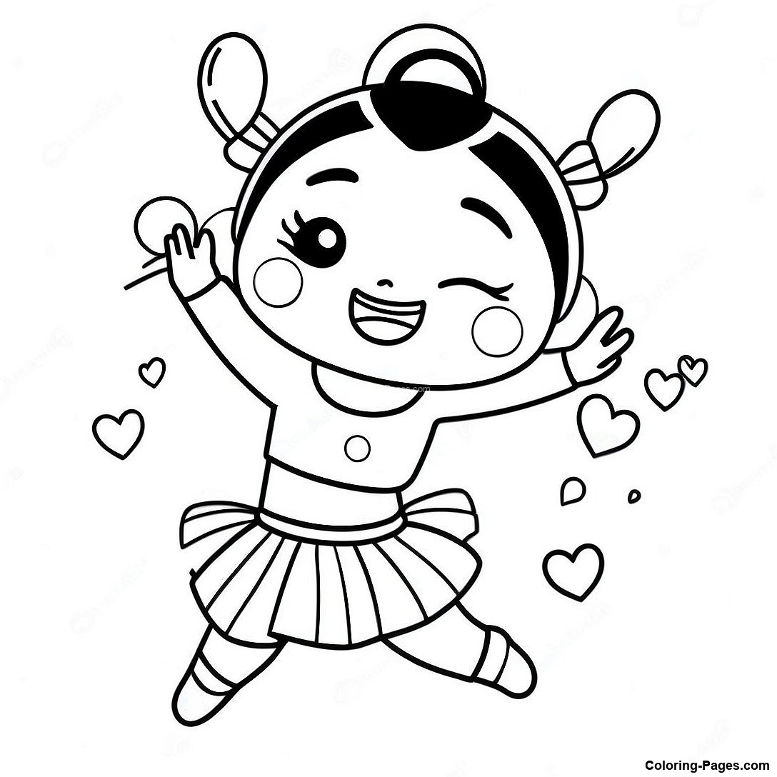 Pucca Dancing Joyfully Coloring Page | Coloring-Pages.com