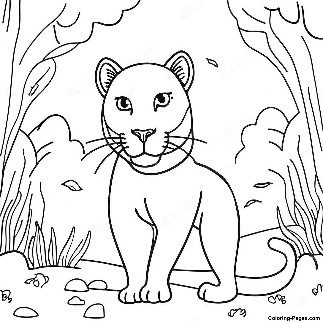 Puma With Vibrant Background Coloring Page | Coloring-Pages.com