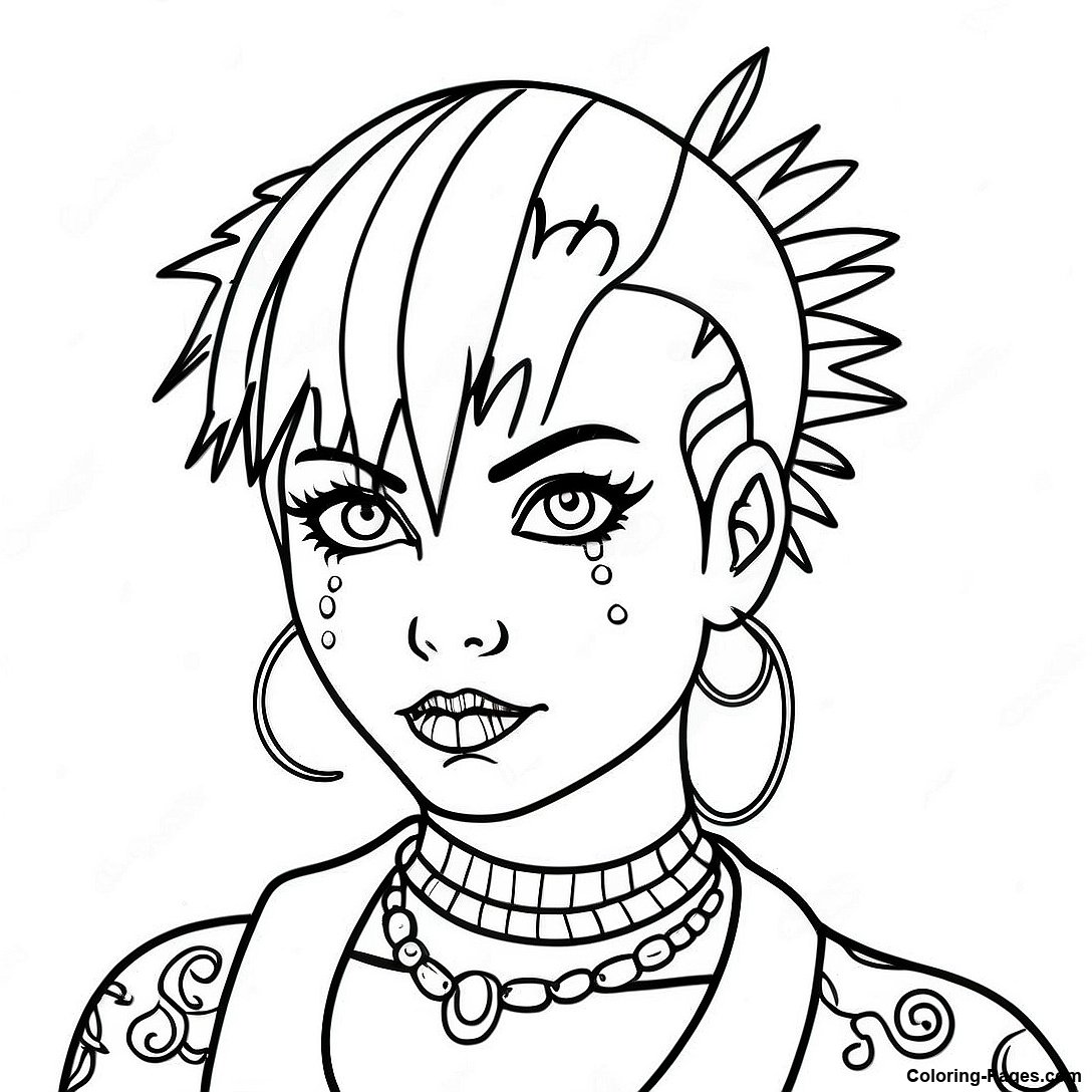Punk Goth Coloring Page | Coloring-Pages.com
