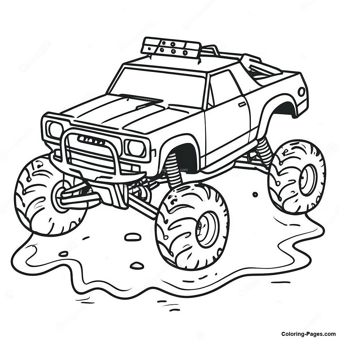 Rc Car In A Muddy Terrain Coloring Page | Coloring-Pages.com