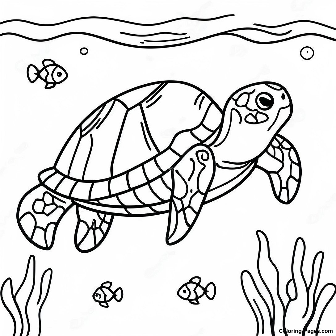 Realistic Sea Turtle Underwater Coloring Page | Coloring-Pages.com