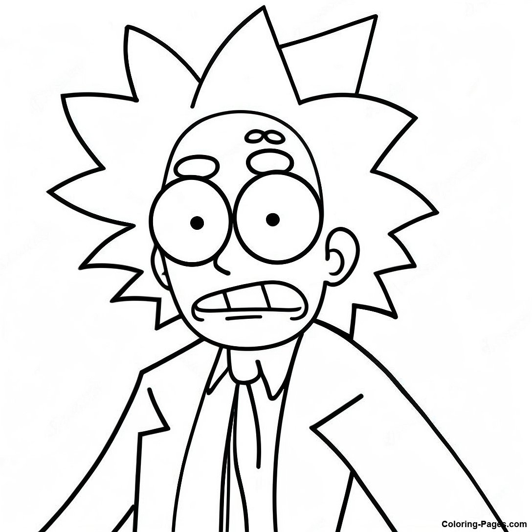 Rick Sanchez With A Crazy Expression Coloring Page | Coloring-Pages.com