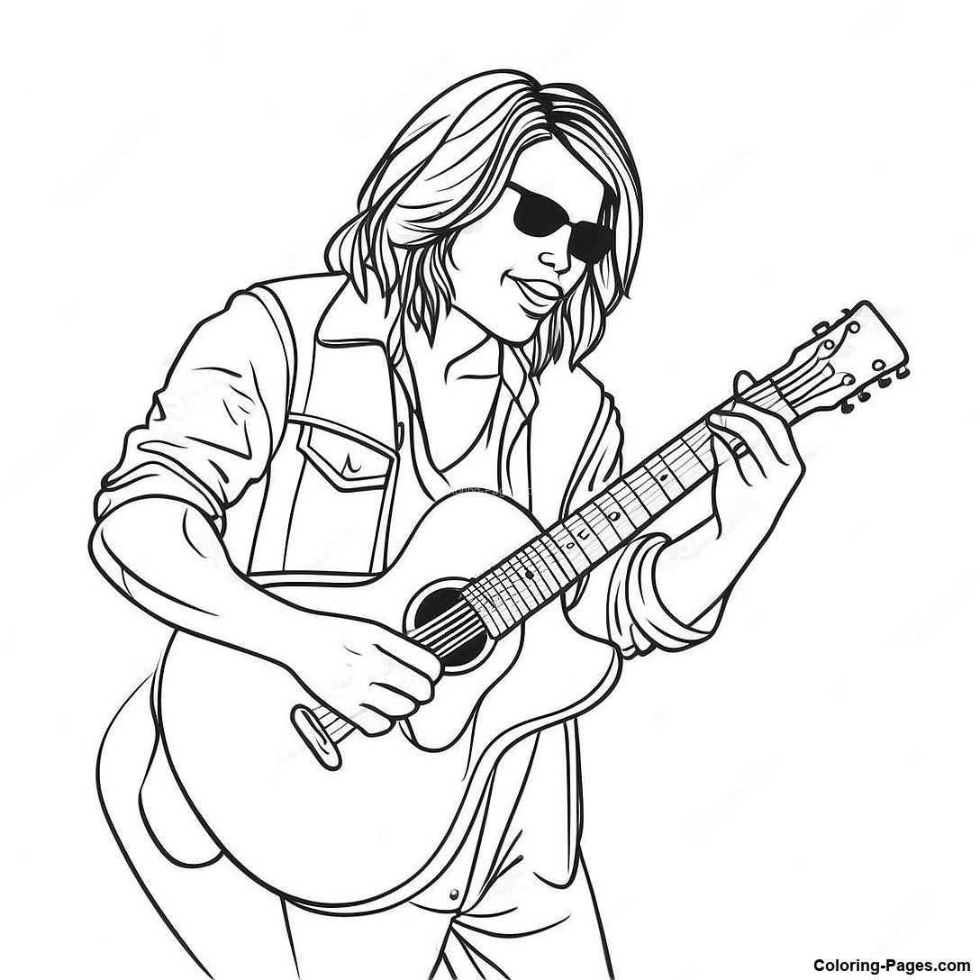 Rock Star Playing Guitar Coloring Page | Coloring-Pages.com