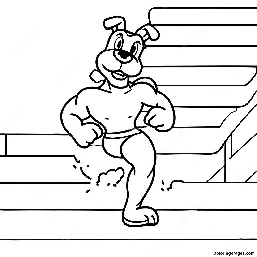 Rocky Running Up The Steps Coloring Page | Coloring-Pages.com