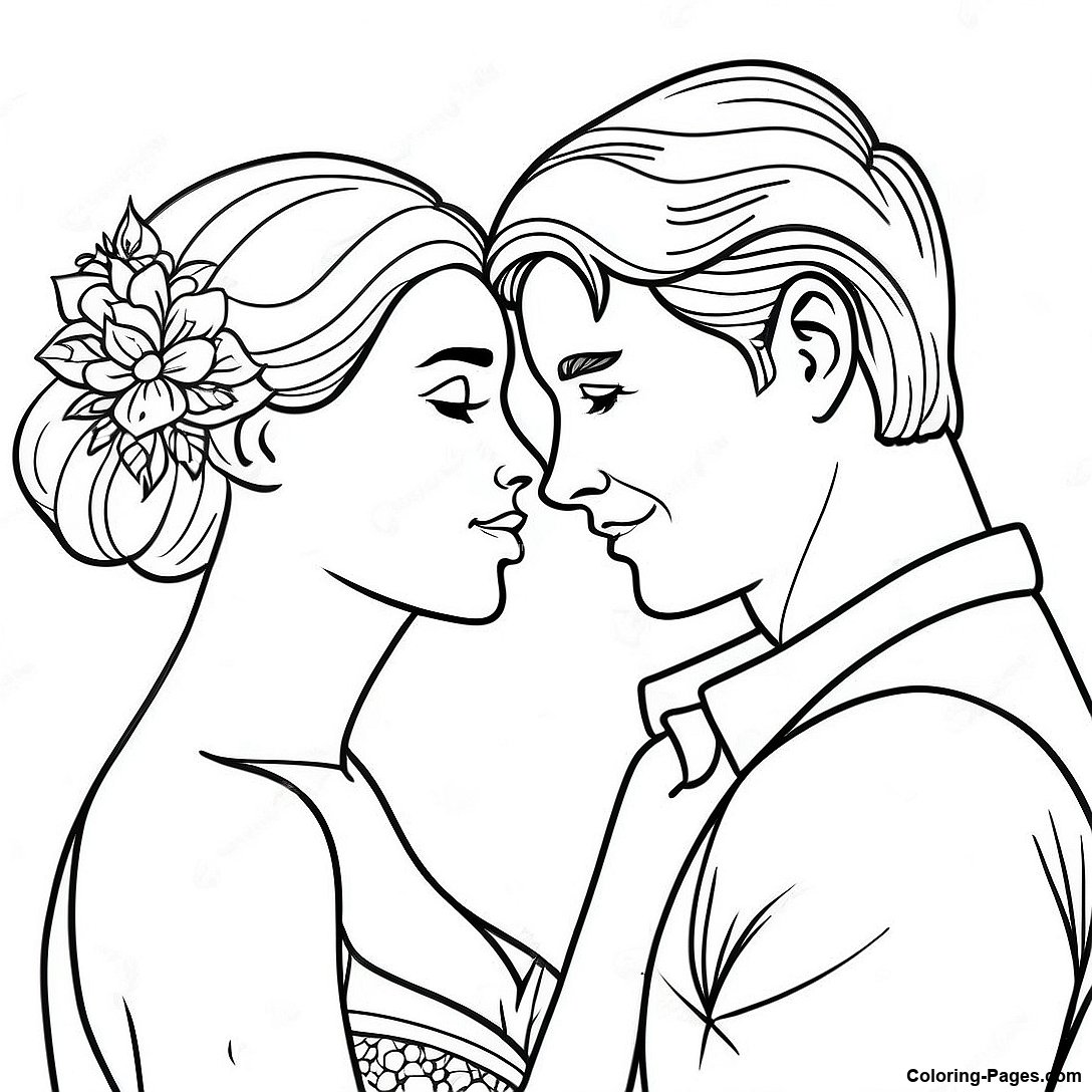 Romantic Couples Coloring Page | Coloring-Pages.com