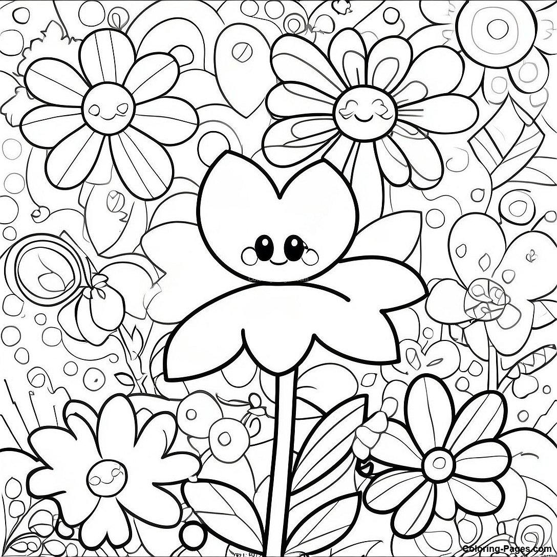 Romero Britto Inspired Flowers Coloring Page | Coloring-Pages.com