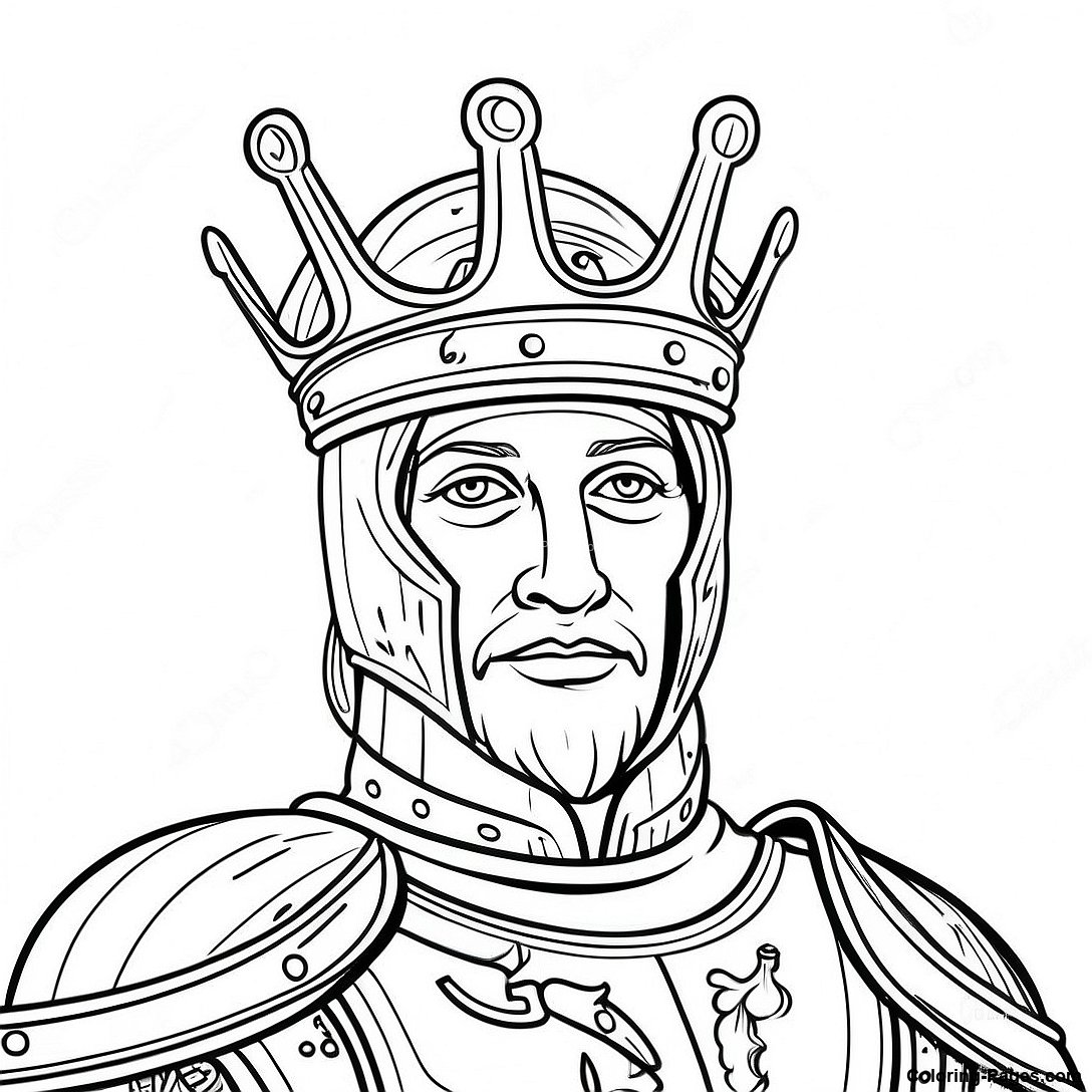 Royal King In Armor Coloring Page | Coloring-Pages.com