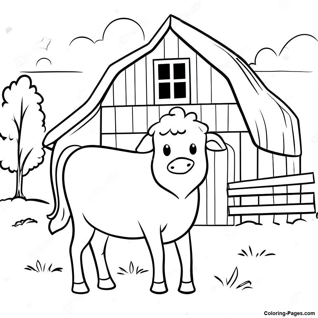 Rustic Barn And Animals Coloring Page | Coloring-Pages.com