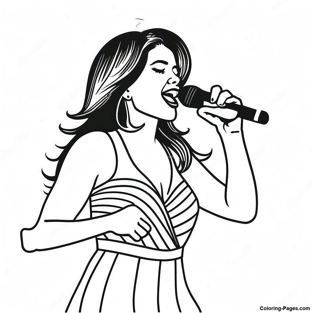 Selena Singing On Stage Coloring Page | Coloring-Pages.com