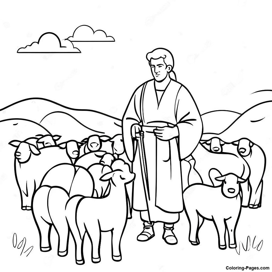 Shepherds Watching Over Their Flock Coloring Page | Coloring-Pages.com