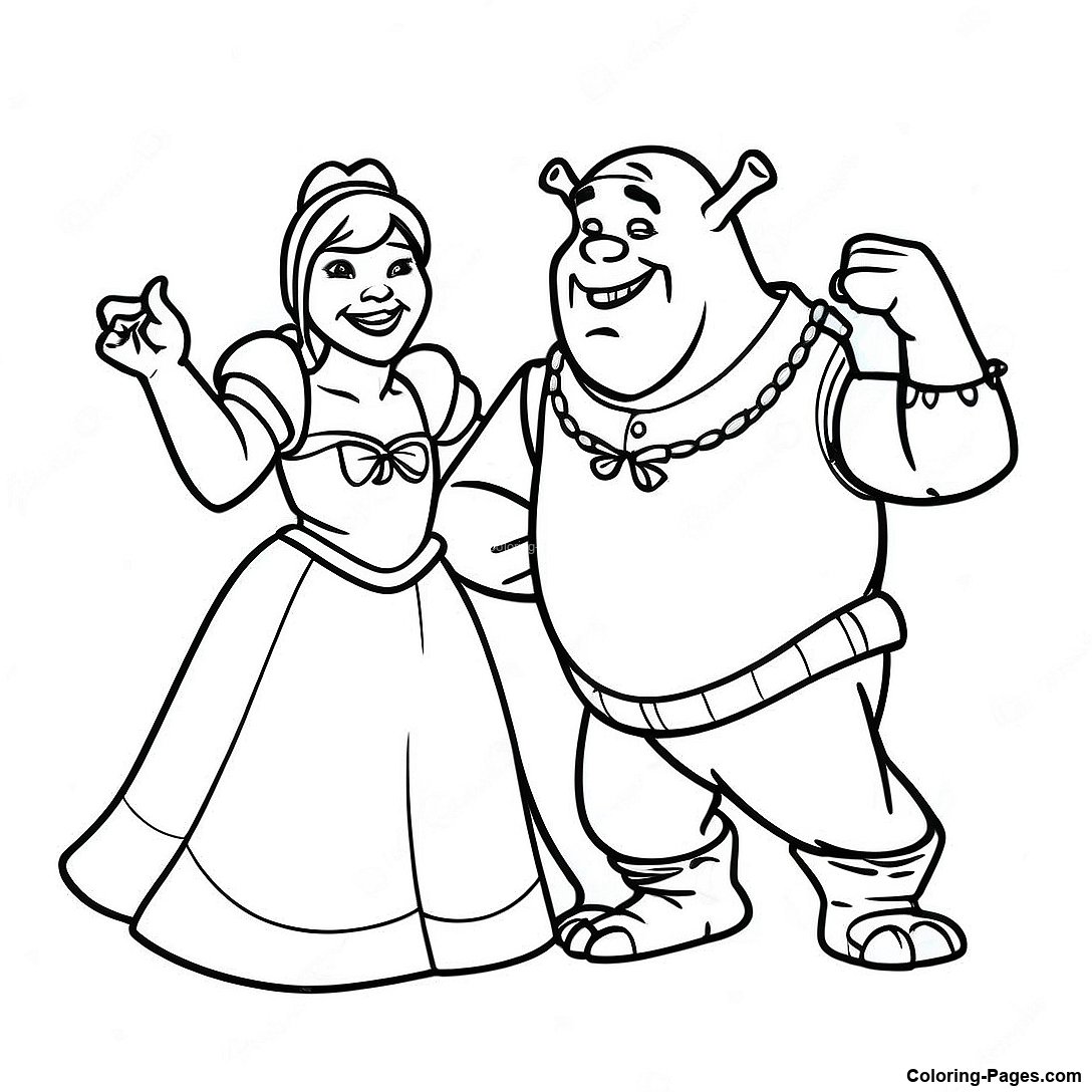 Shrek And Fiona Dancing Coloring Page | Coloring-Pages.com