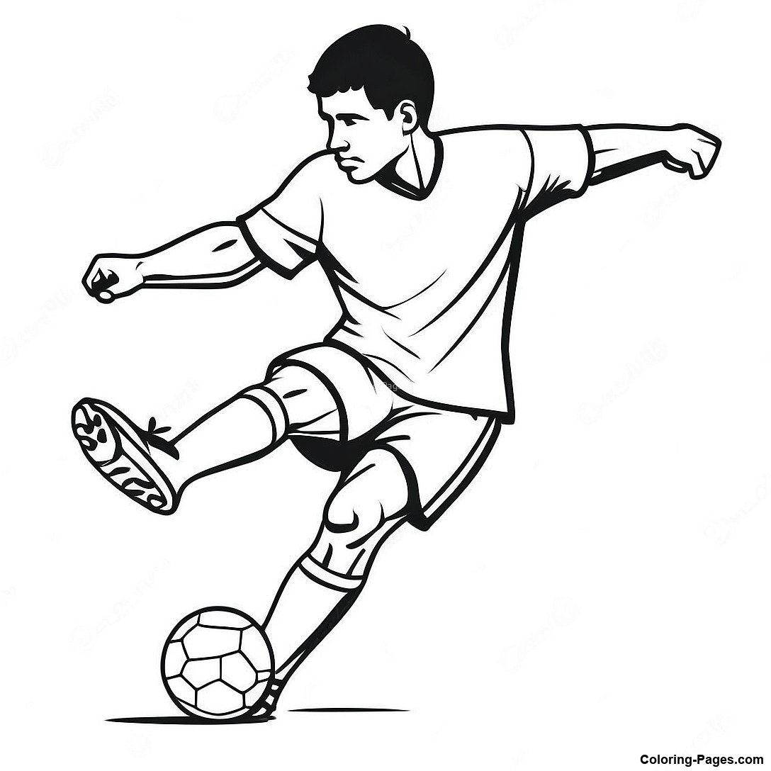 Soccer Player Kicking Ball Coloring Page | Coloring-Pages.com