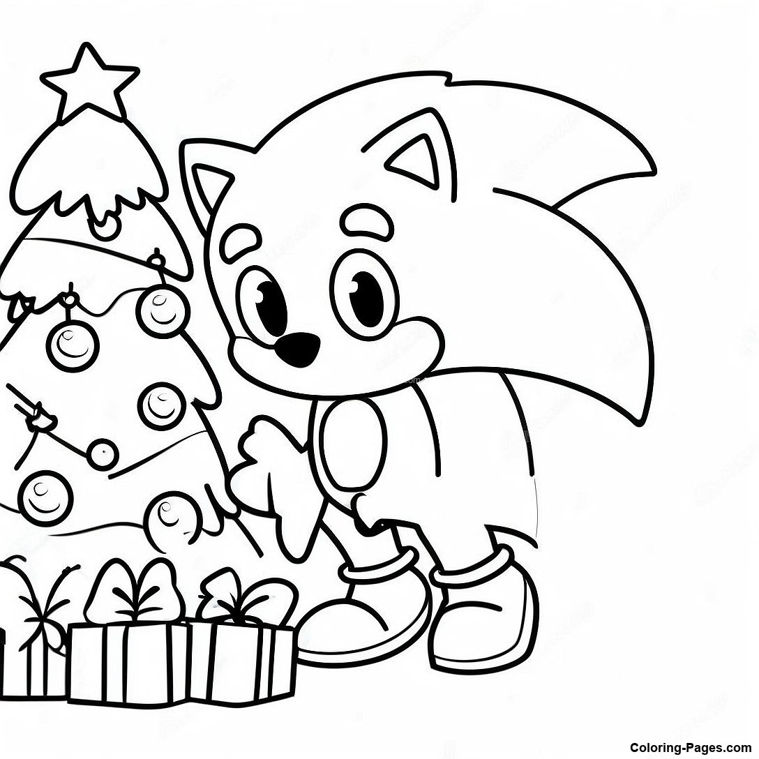 Sonic Decorating A Christmas Tree Coloring Page | Coloring-Pages.com