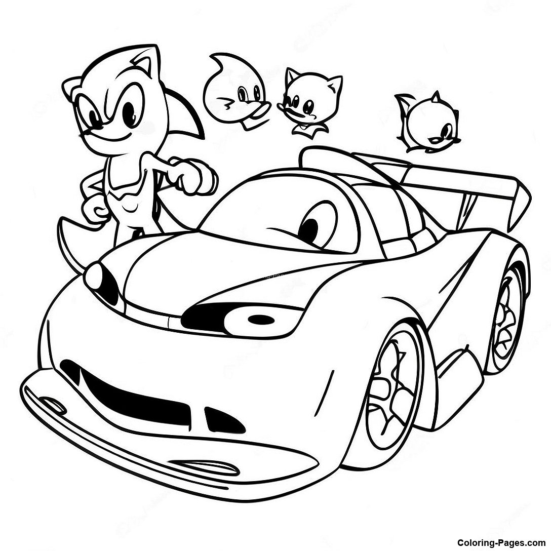 Sonic Racing With Friends Coloring Page | Coloring-Pages.com