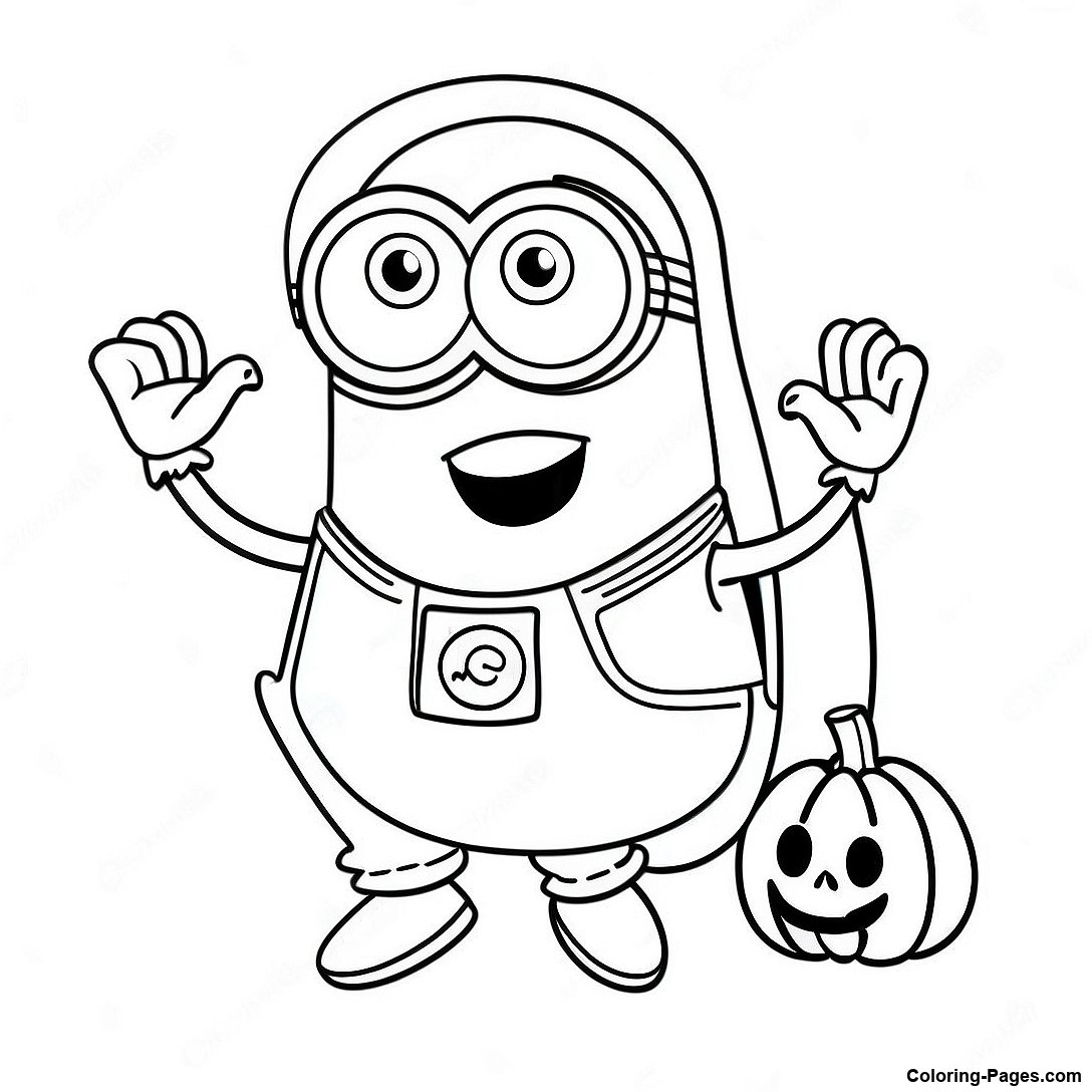 Spooky Minion Halloween Coloring Page | Coloring-Pages.com