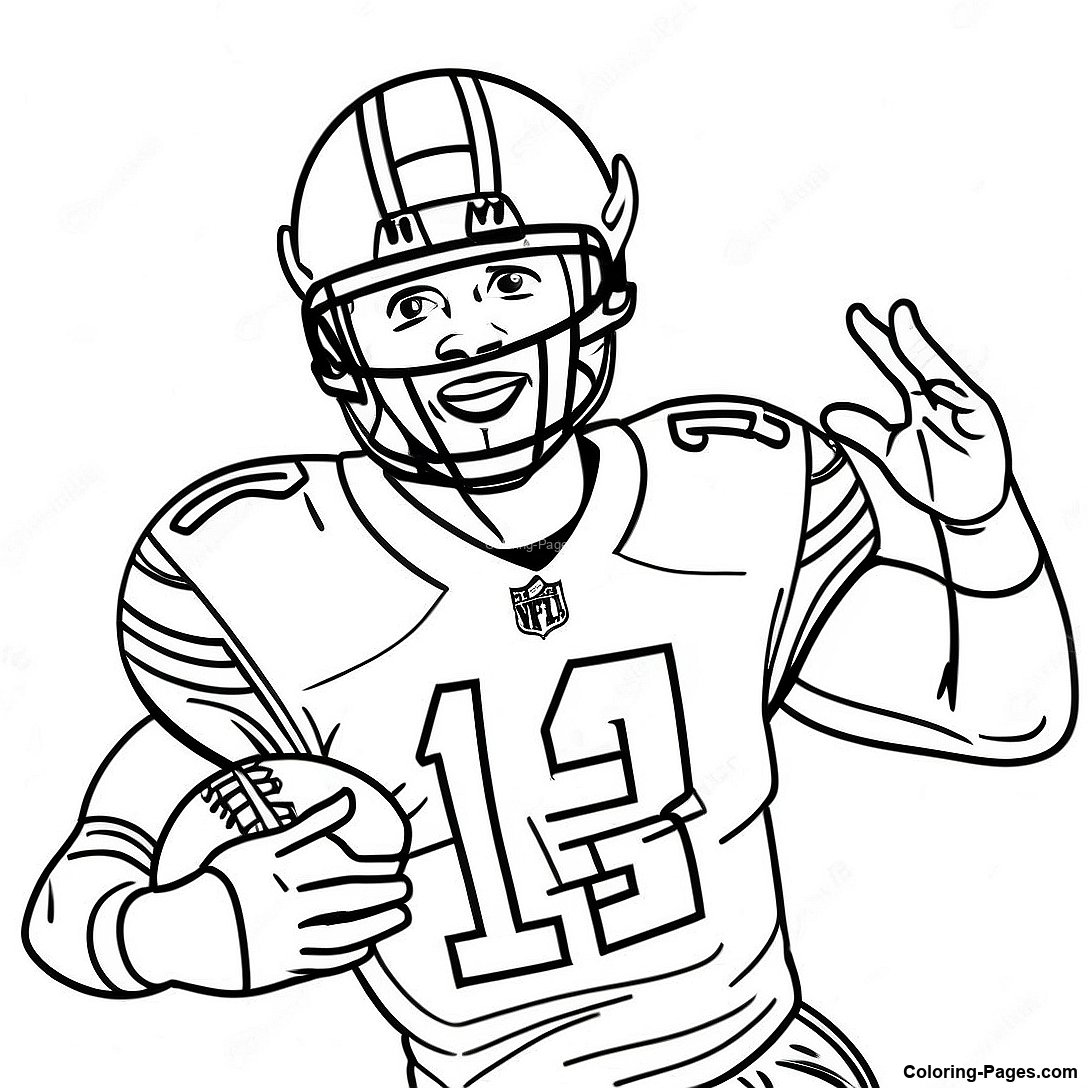 Stefon Diggs Catching A Football Coloring Page | Coloring-Pages.com