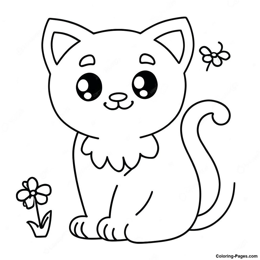 Sweet Kitten Playing Coloring Page | Coloring-Pages.com