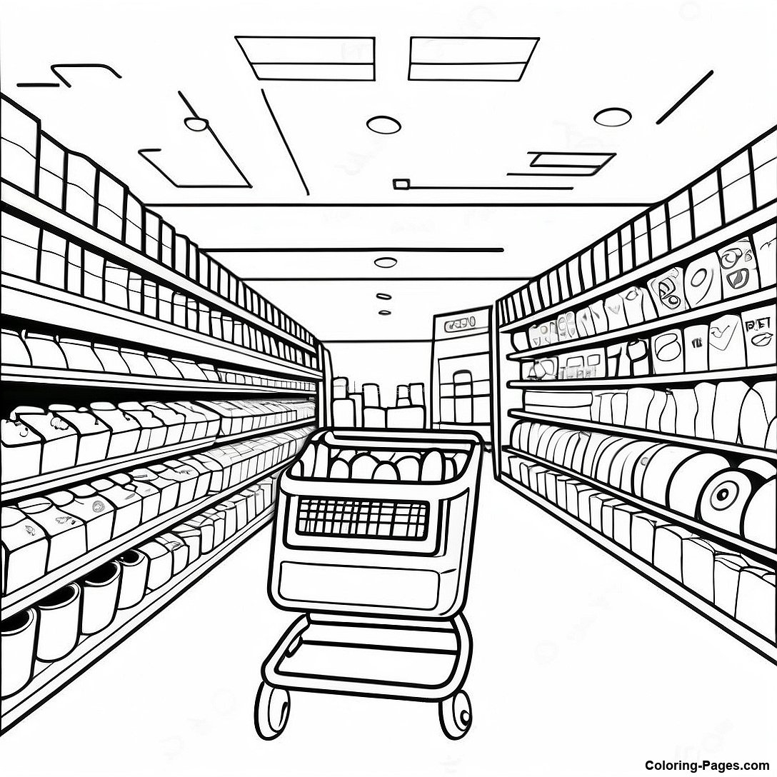 Target Store Aisle Scene Coloring Page | Coloring-Pages.com
