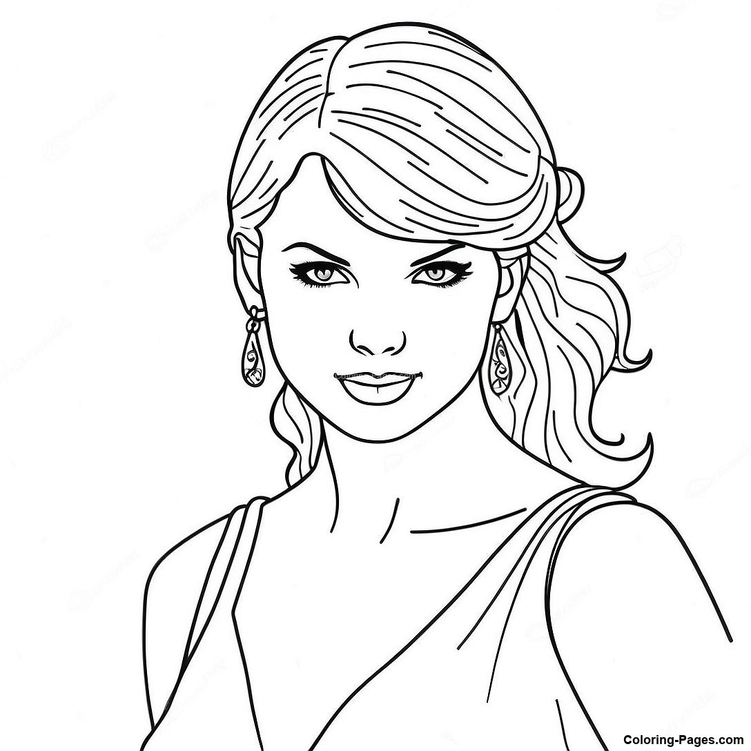 Taylor Swift In A Stunning Red Dress Coloring Page | Coloring-Pages.com
