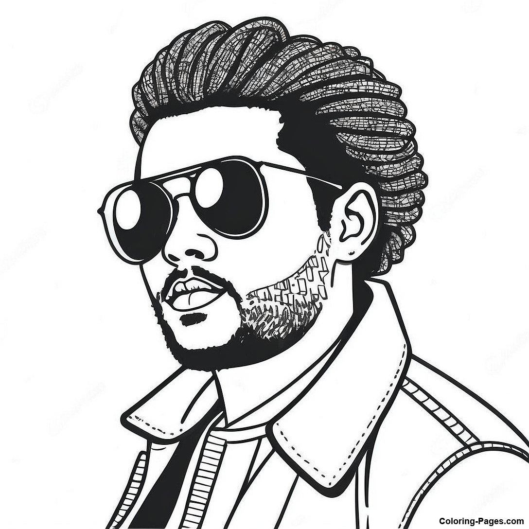 The Weeknd In A Stylish Outfit Coloring Page | Coloring-Pages.com