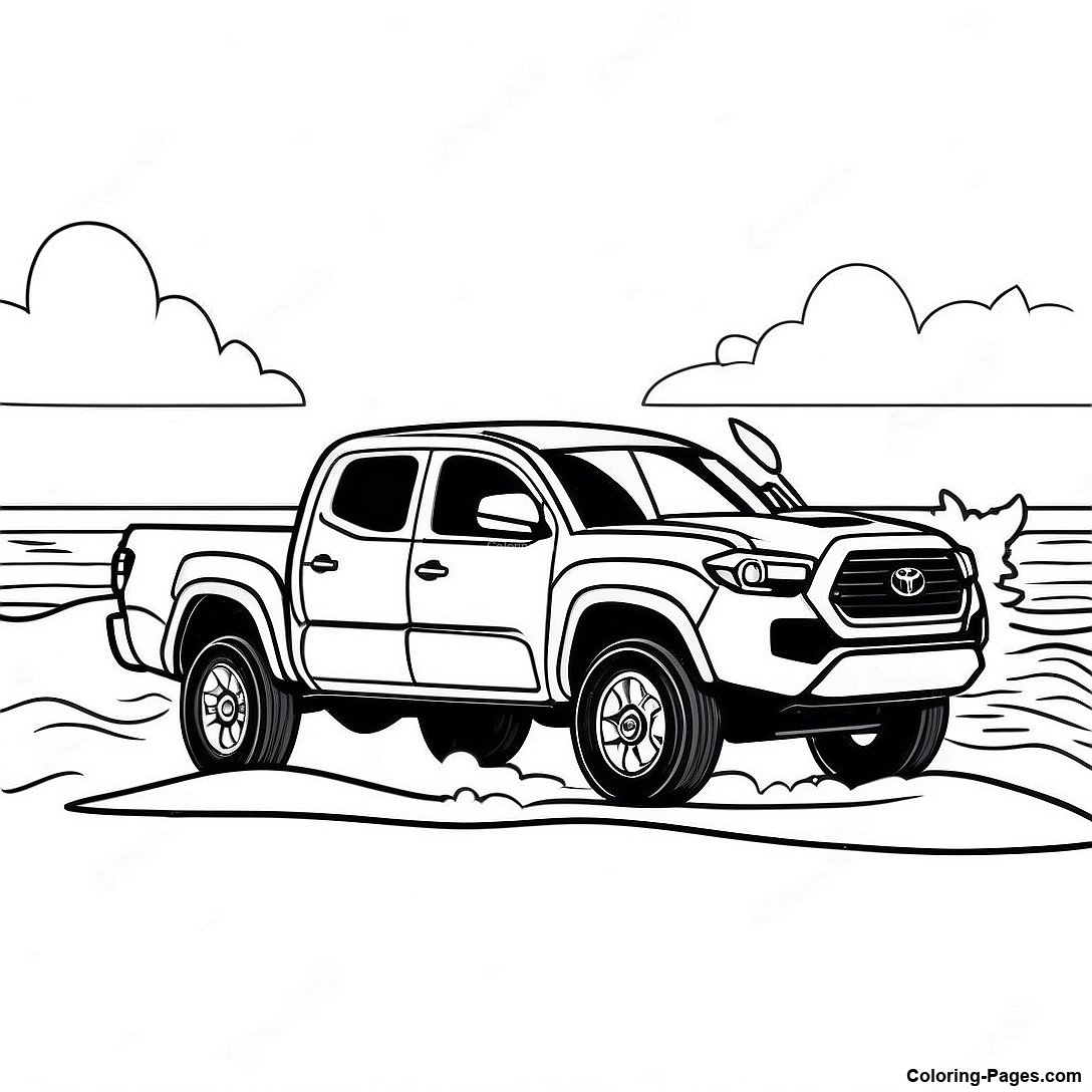 Toyota Tacoma With A Surfboard Coloring Page | Coloring-Pages.com