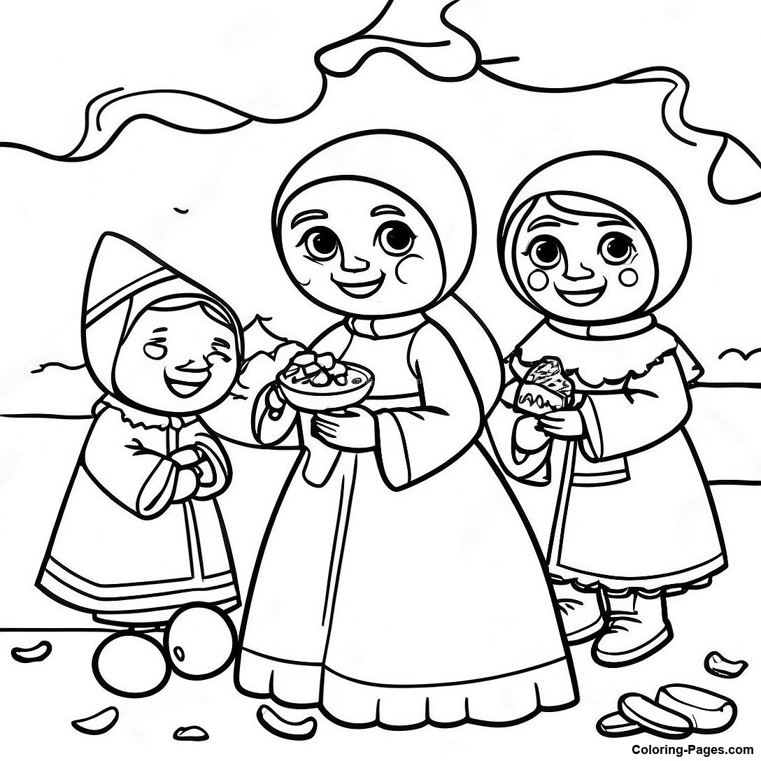 Traditional Las Posadas Scene Coloring Page | Coloring-Pages.com