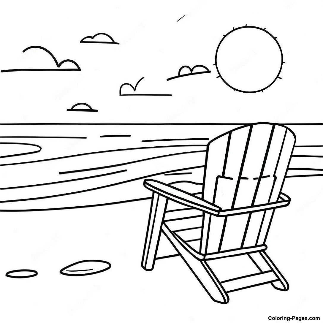 Tranquil Beach Sunset Coloring Page | Coloring-Pages.com