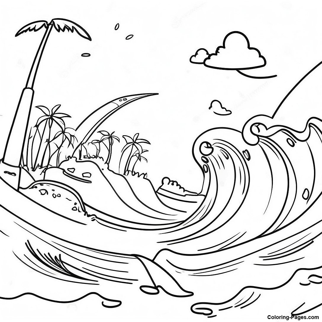 Tsunami Devastation Scene Coloring Page | Coloring-Pages.com