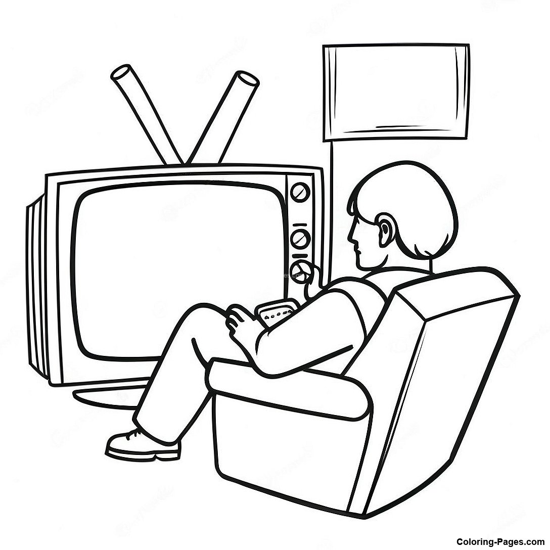 Tv Man Watching Movies Coloring Page | Coloring-Pages.com