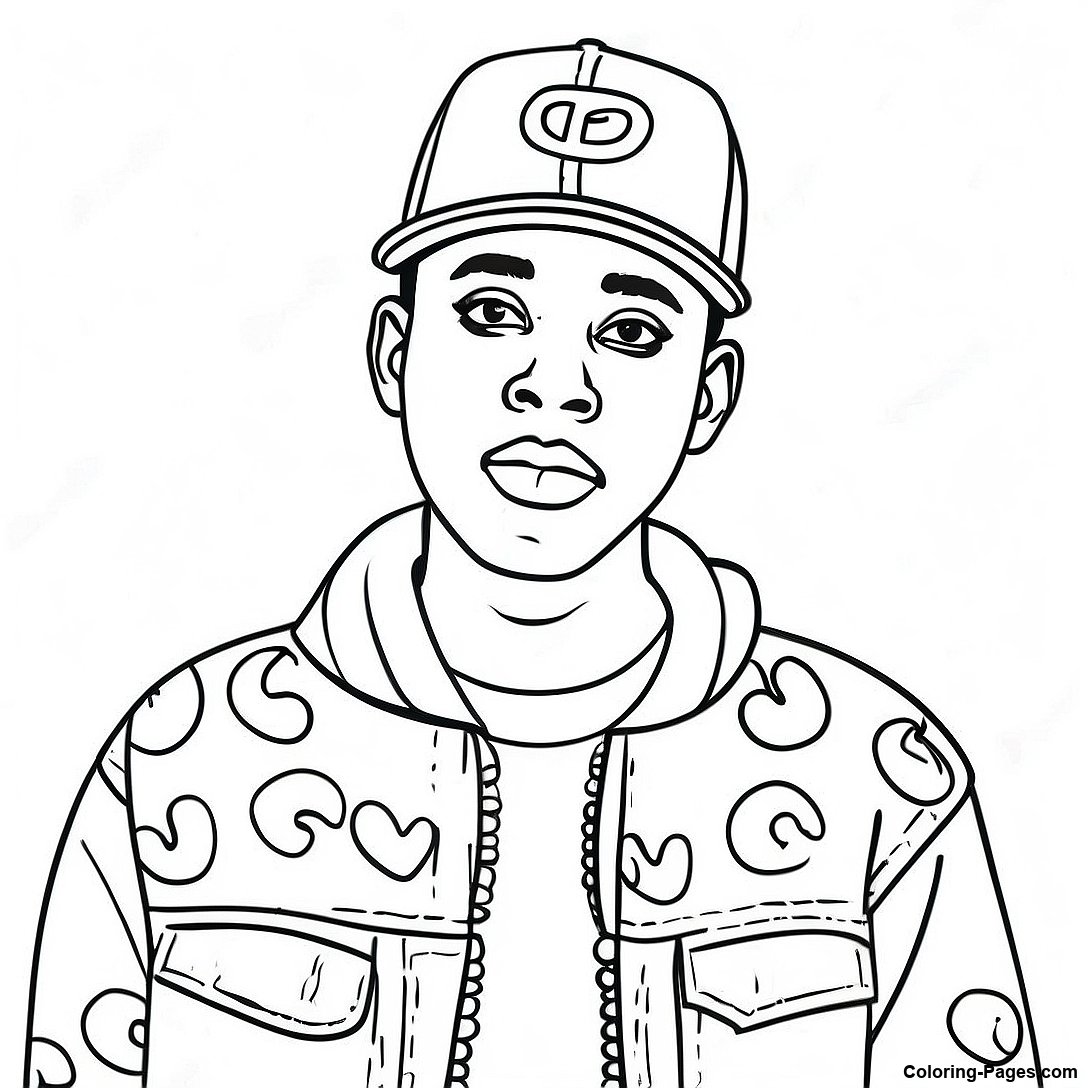 Tyler The Creator In Funky Outfit Coloring Page | Coloring-Pages.com