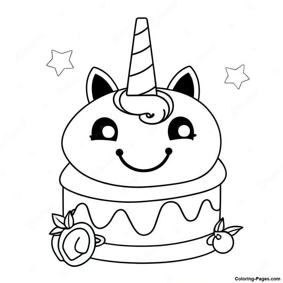 Unicorn Cake Coloring Page | Coloring-Pages.com