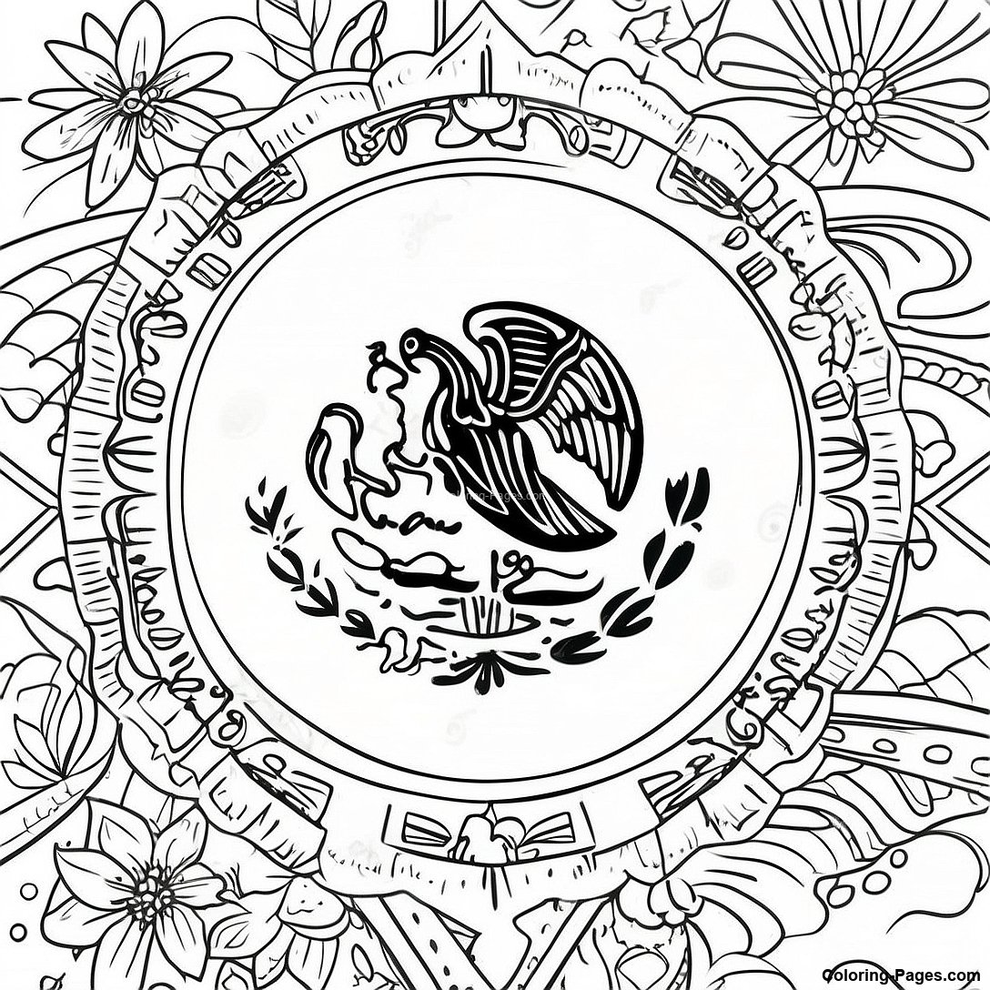 Vibrant Mexican Flag Coloring Page | Coloring-Pages.com