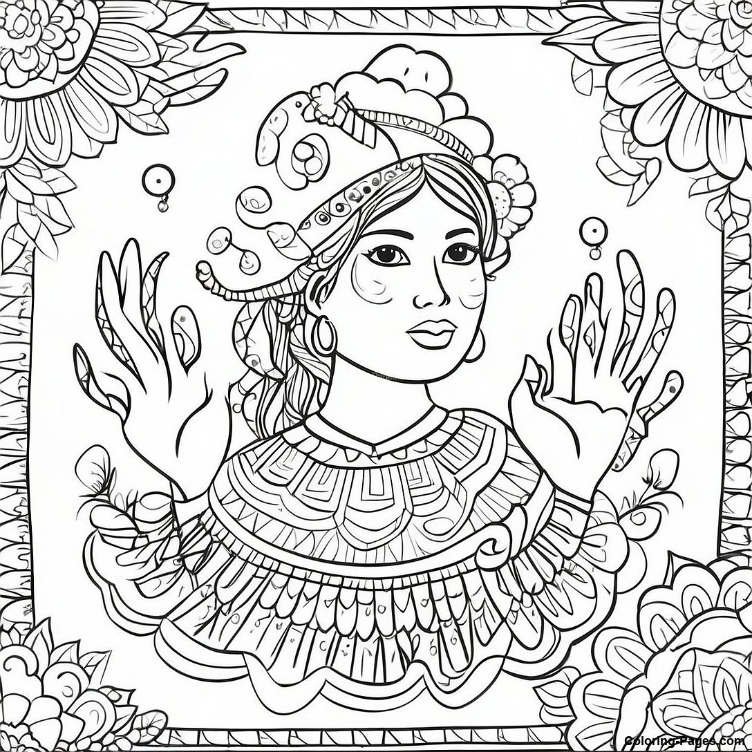 Vibrant Mexican Folk Art Coloring Page | Coloring-Pages.com