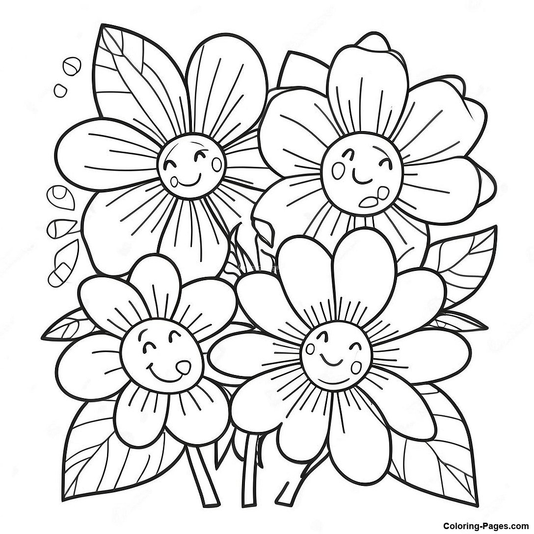 Vibrant Summer Flowers Coloring Page | Coloring-Pages.com