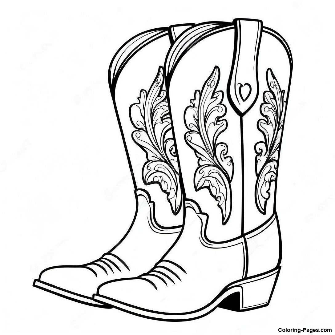 Vintage Cowboy Boot Coloring Page | Coloring-Pages.com