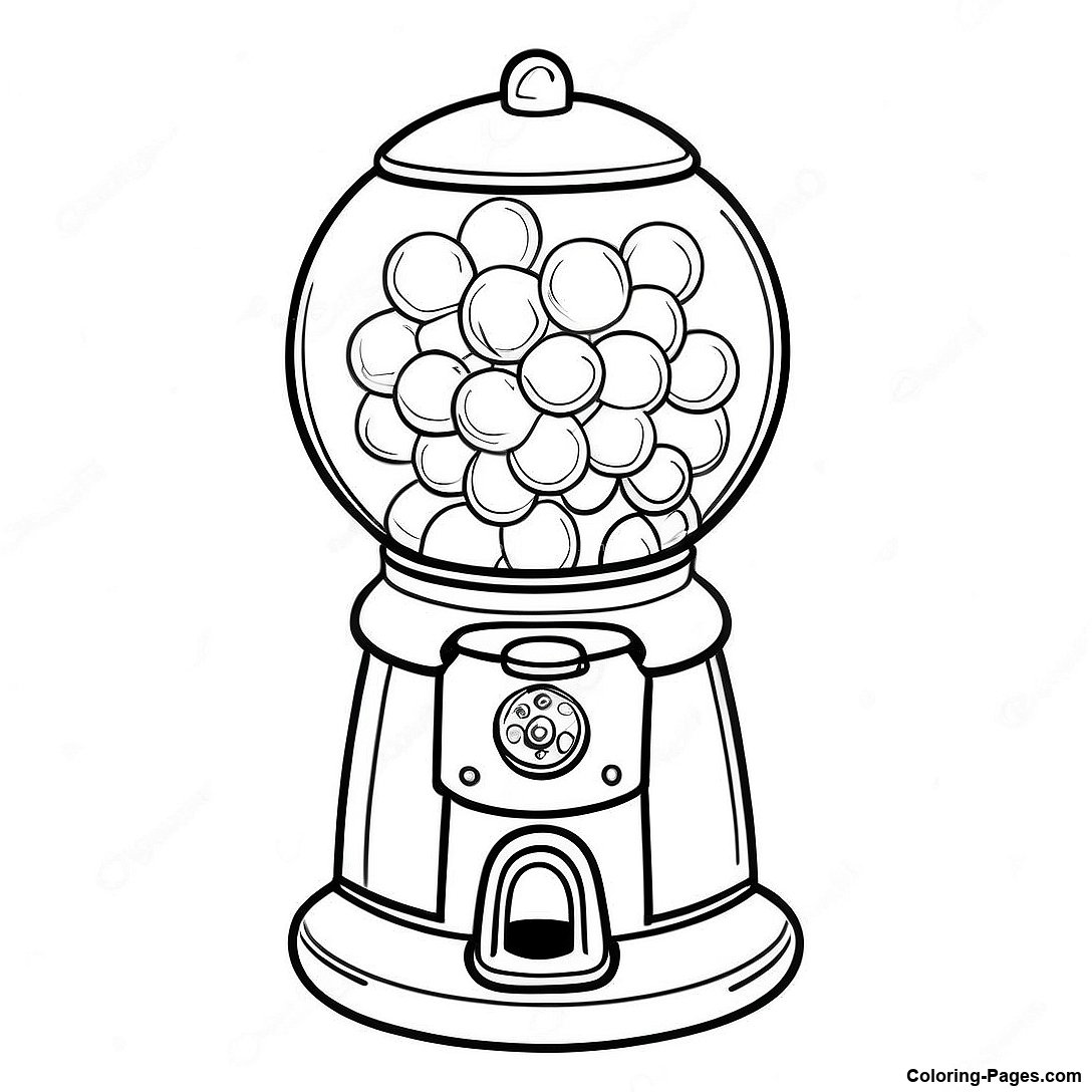 Vintage Gumball Machine Coloring Page | Coloring-Pages.com