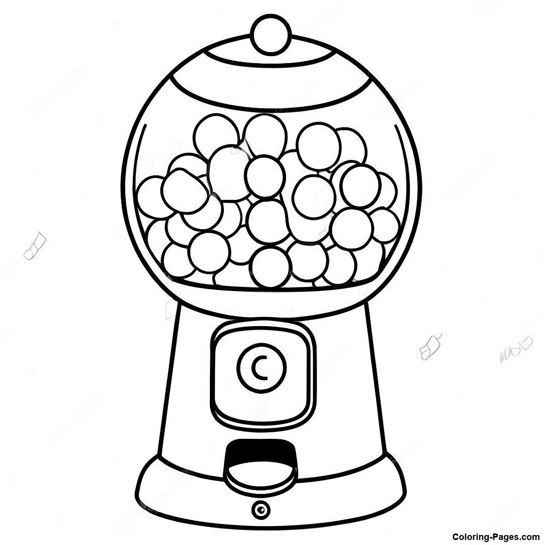 Vintage Gumball Machine Coloring Page | Coloring-Pages.com