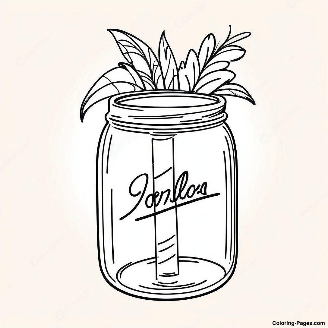 Vintage Mason Jar Coloring Page | Coloring-Pages.com