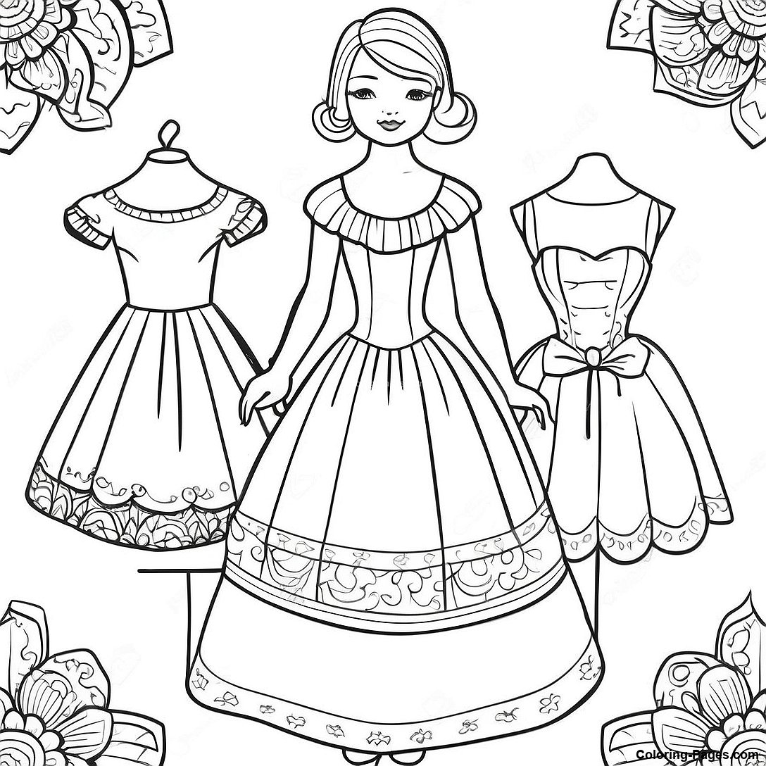 Vintage Paper Doll Dress Up Coloring Page | Coloring-Pages.com
