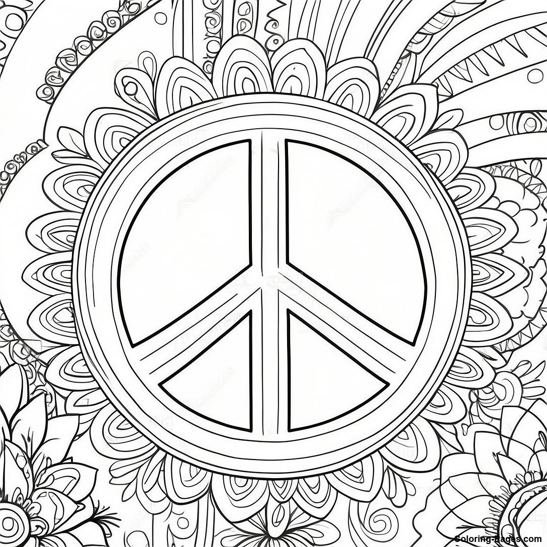Vintage Peace Sign Coloring Page | Coloring-Pages.com