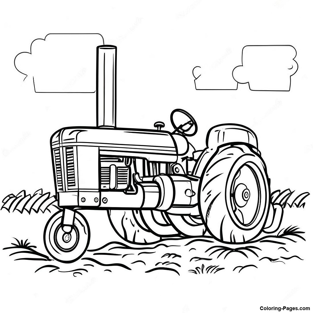 Vintage Tractor Plowing Coloring Page | Coloring-Pages.com