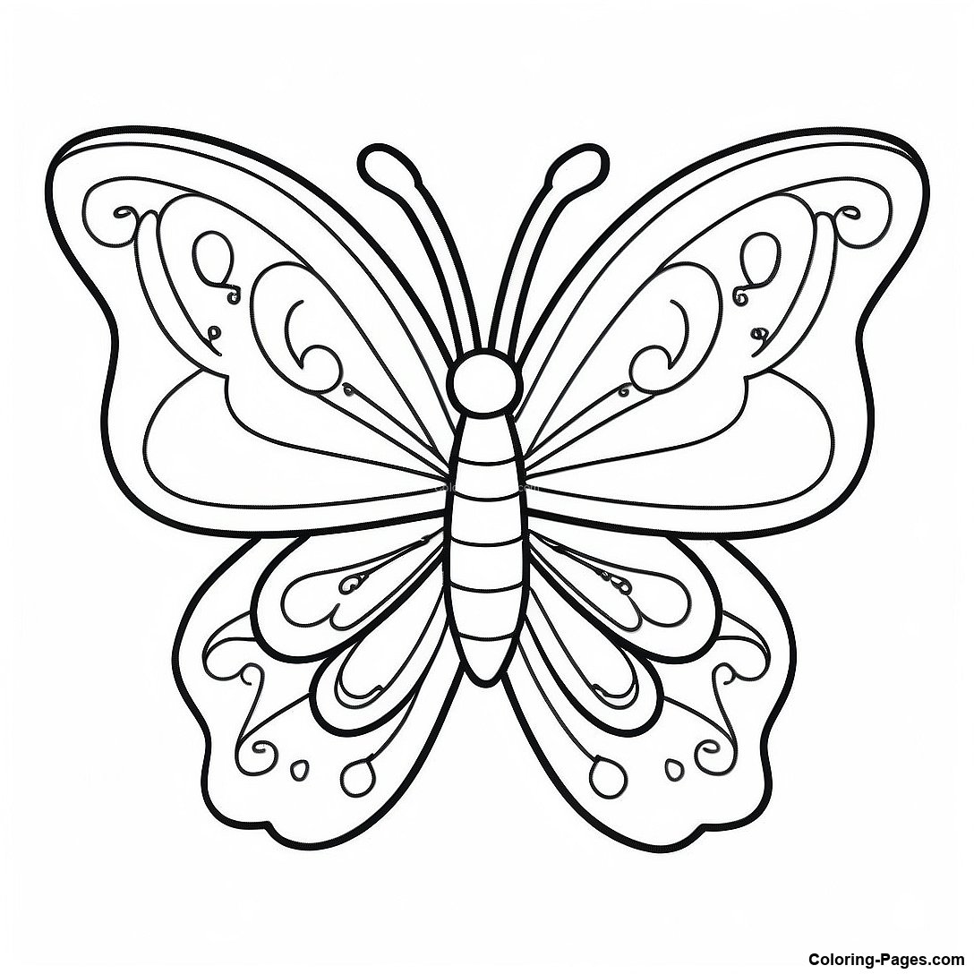 Whimsical Butterfly With Rainbow Wings Coloring Page | Coloring-Pages.com