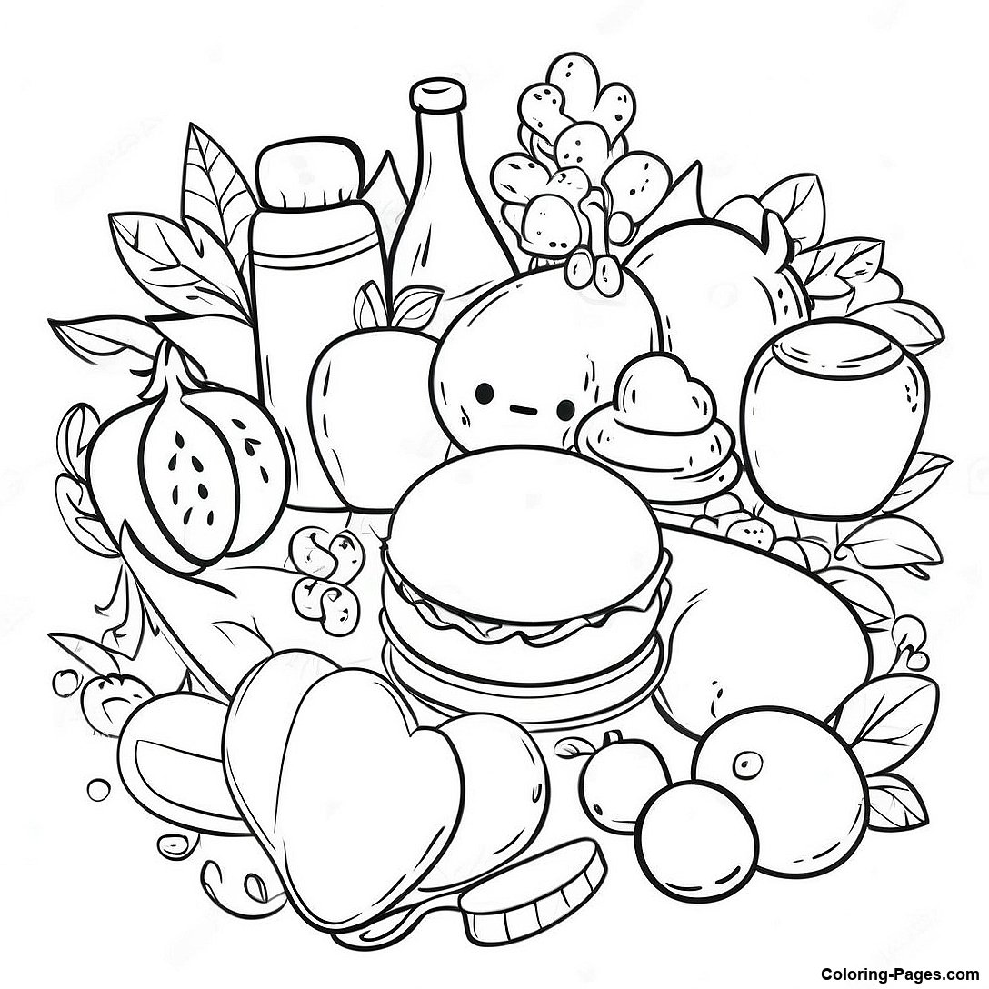 Whimsical Cooking Ingredients Coloring Page | Coloring-Pages.com