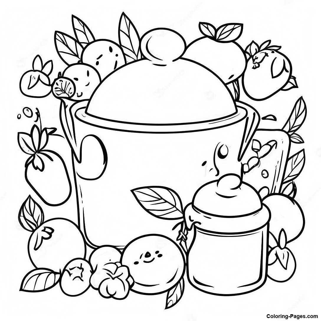 Whimsical Cooking Ingredients Coloring Page | Coloring-Pages.com