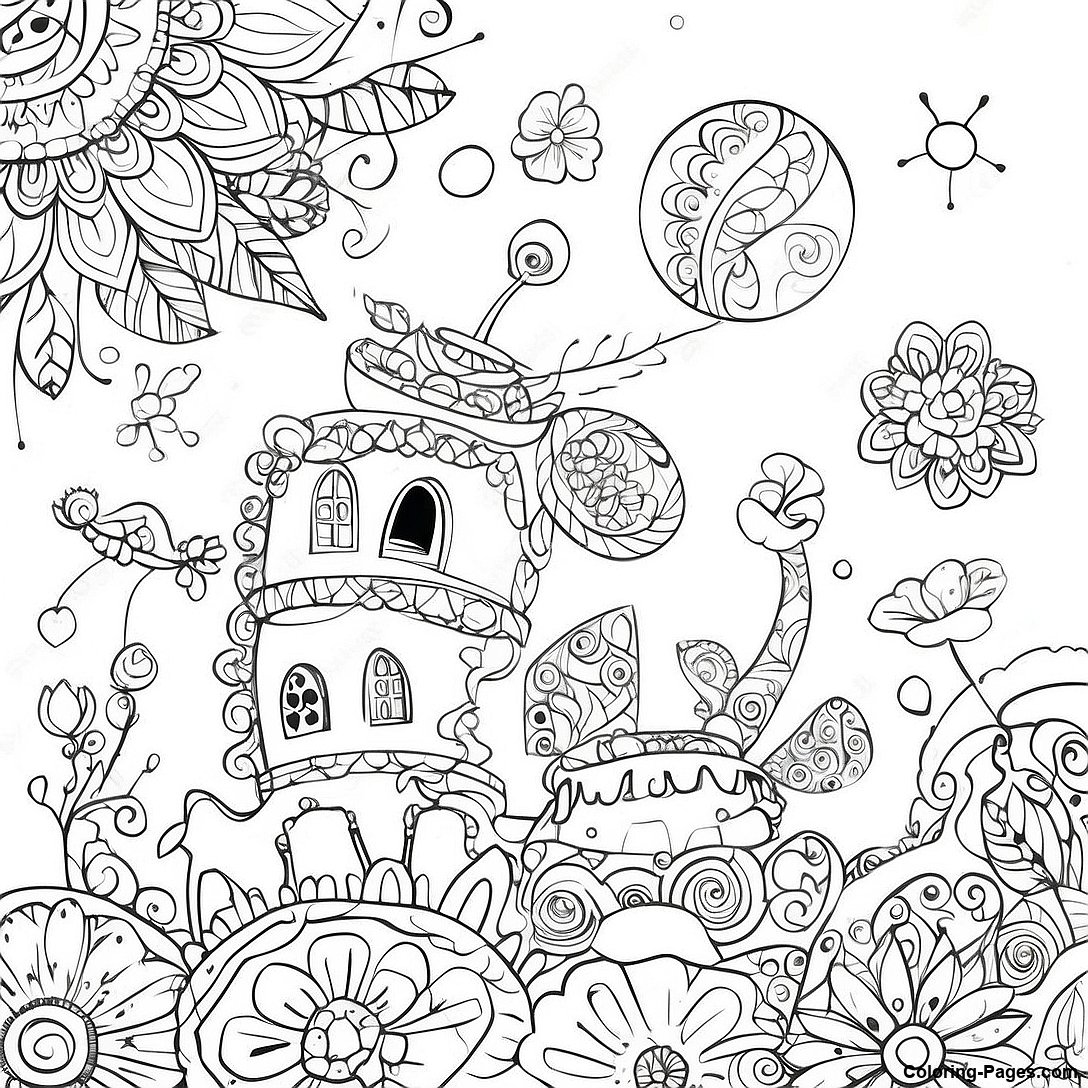 Whimsical Doodle Coloring Page | Coloring-Pages.com