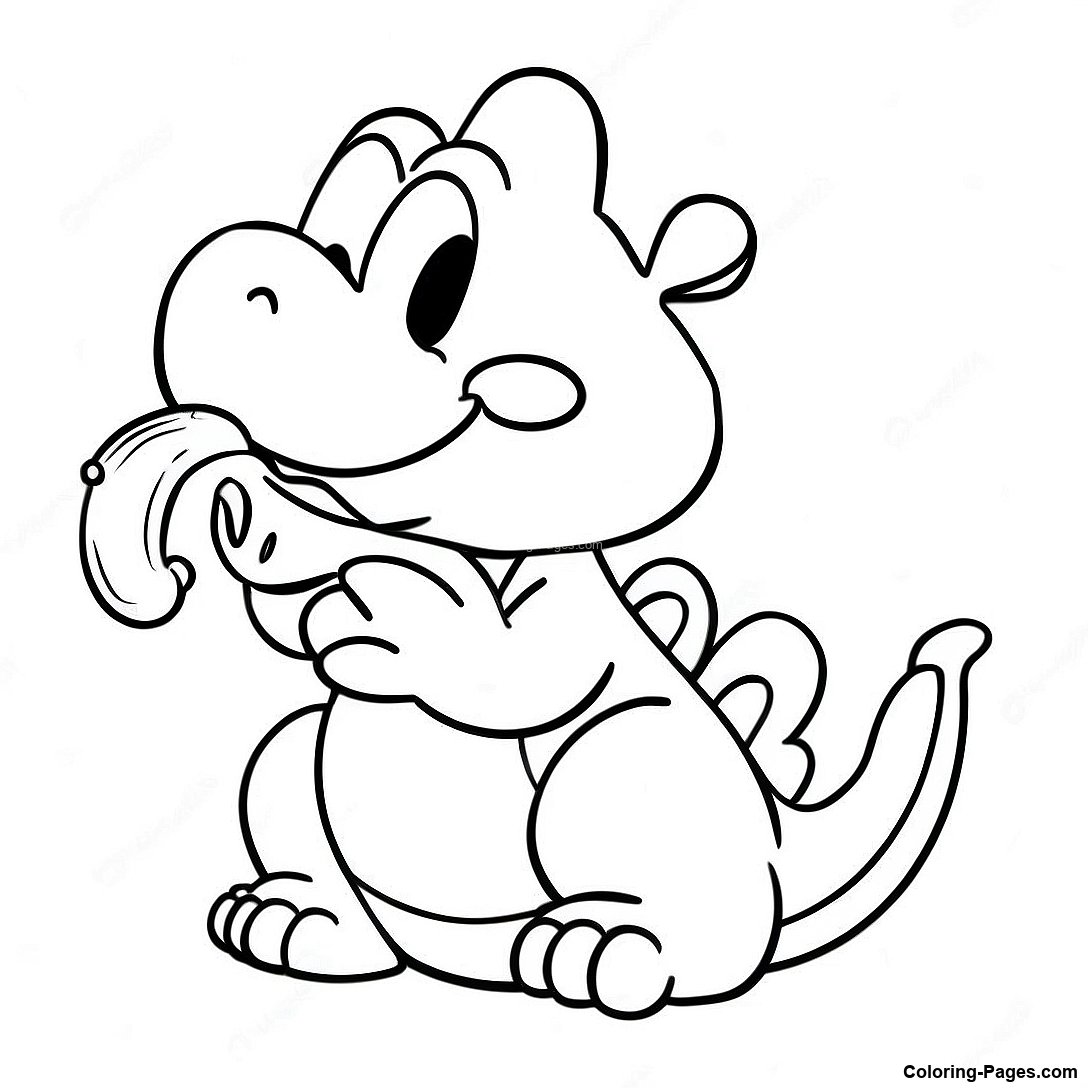 Yoshi Eating A Fruit Coloring Page | Coloring-Pages.com