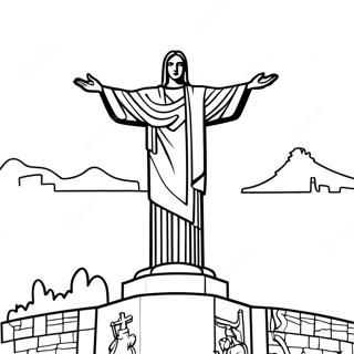 Beautiful Christ The Redeemer Statue Coloring Page | Coloring-Pages.com