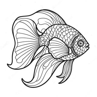 Elegant Beta Fish With Flowing Fins Coloring Page | Coloring-Pages.com