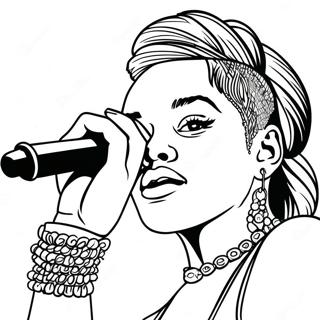 Rihanna Performing Live Coloring Page | Coloring-Pages.com